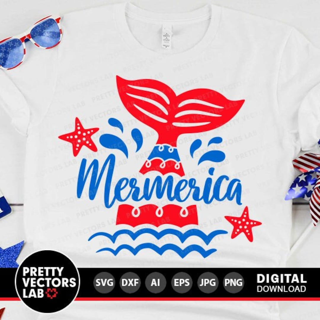 4th of July Svg, Mer Merica Svg, American Mermaid Svg, Summer Cut Files ...