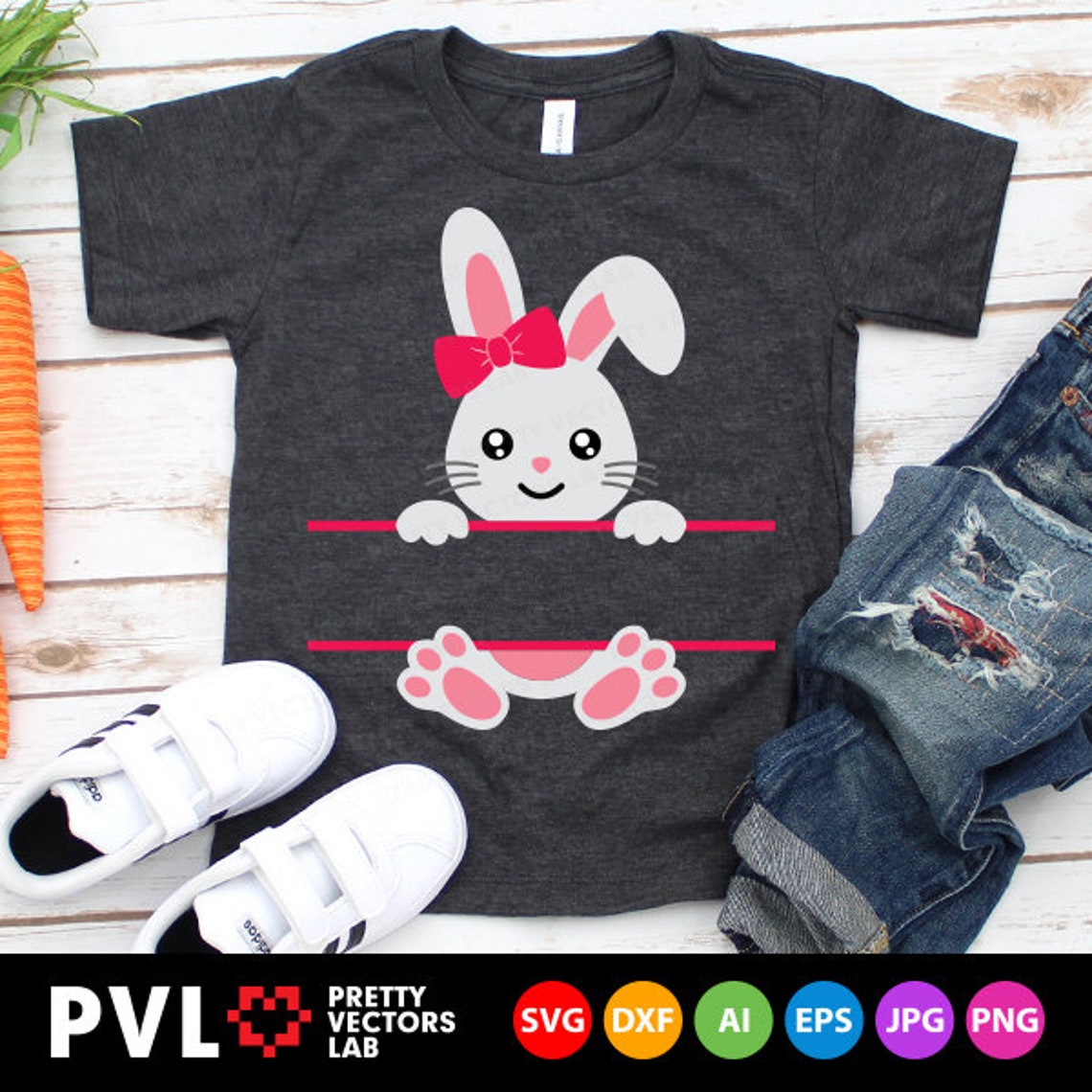 Bunny Svg Easter Cut Files Bunny Split Frame Svg Dxf Eps | Etsy