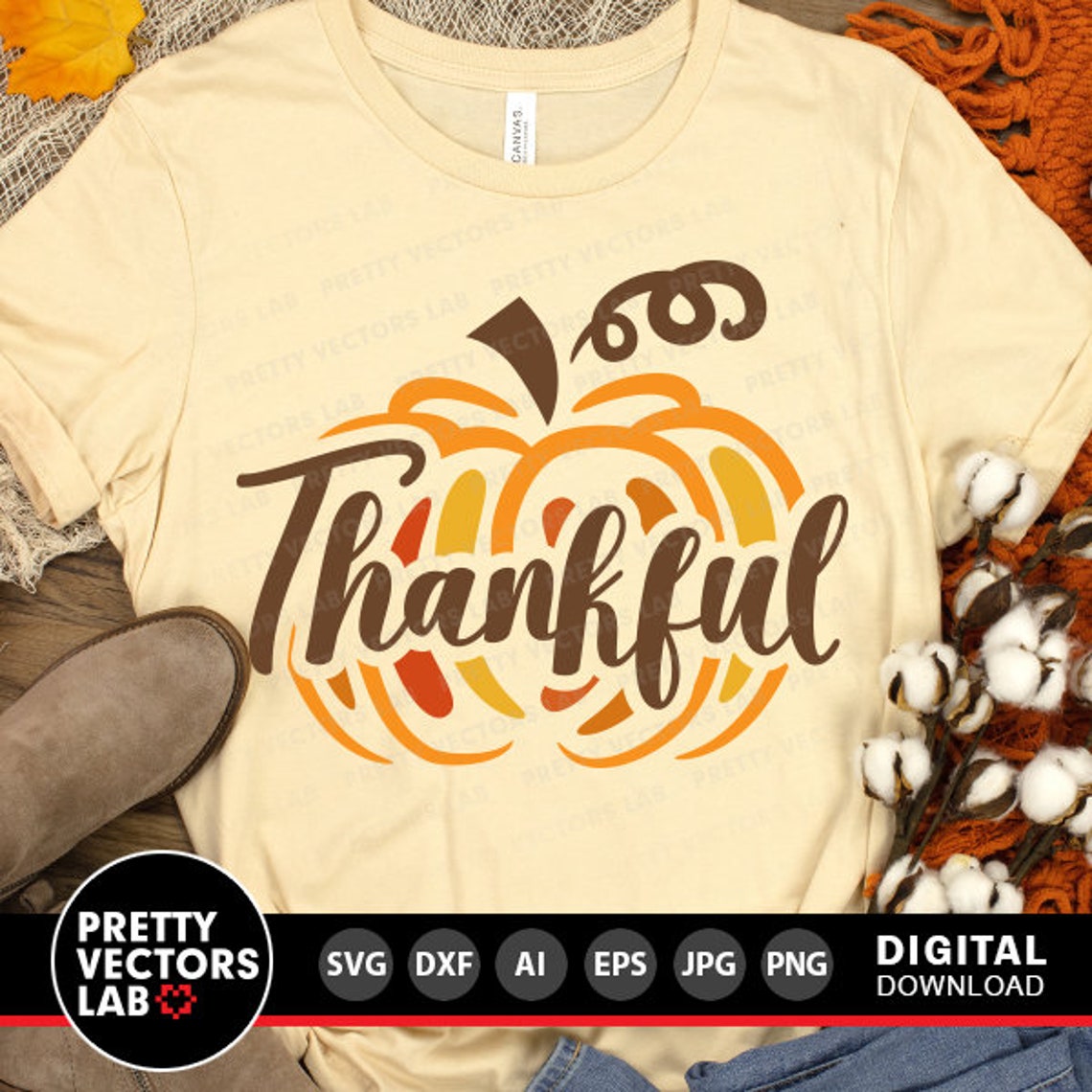 Thankful Svg Cute Pumpkin Svg Thanksgiving Svg Dxf Eps Png - Etsy