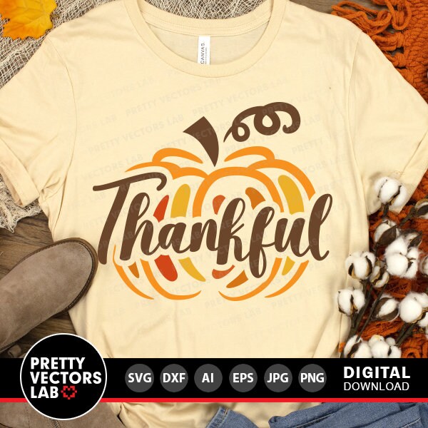 Thankful Svg Cute Pumpkin Svg Thanksgiving Svg Dxf Eps Png - Etsy