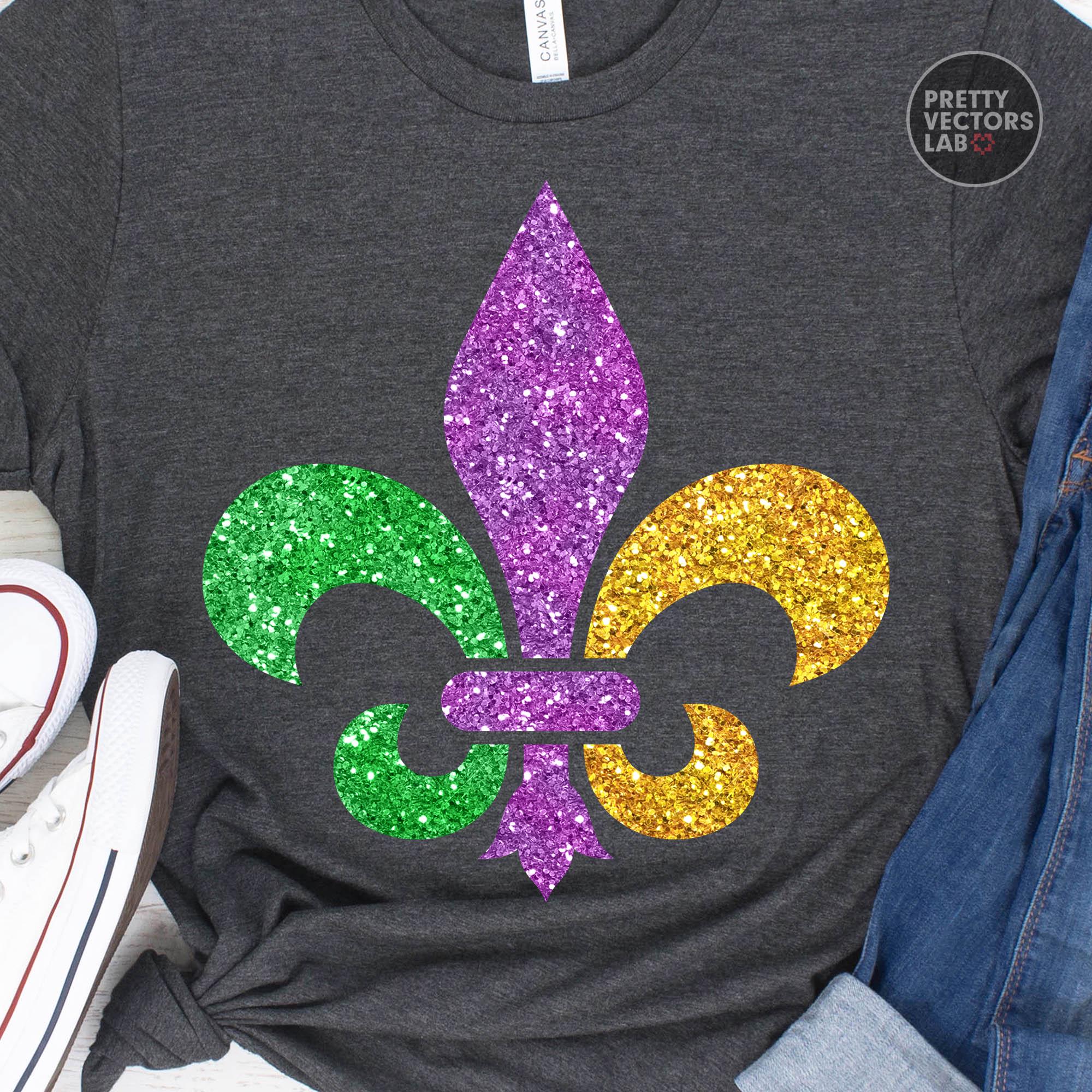 Fleur De Lis PNG SVG, Mardi Gras Svg Png, Preppy Glitter Mardi Gras ...