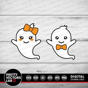Halloween Svg, Cute Ghosts Cut Files, Boy & Girl Ghost Svg, Little ...