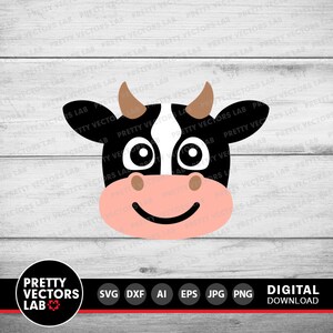 Cow Svg, Cow Face Cut File, Kids Svg, Farm Animal Svg Dxf Eps Png, Boys ...