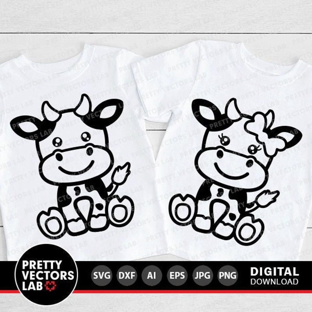 Cow Svg, Cow Outline Cut Files, Farm Animal Svg Dxf Eps Png, Baby ...
