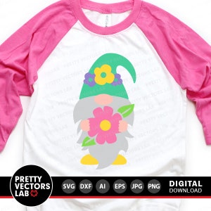 Spring Gnome Svg, Easter Gnome Svg, Spring Cut File, Gnome With Flower ...