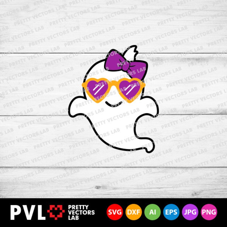 Girl Ghost Svg Halloween Svg Cute Ghost With Sunglasses Svg | Etsy