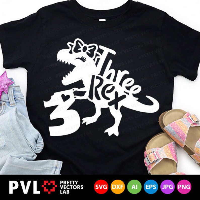 Three Rex Svg Cake Topper Svg Girls Svg T-rex 3rd Birthday - Etsy