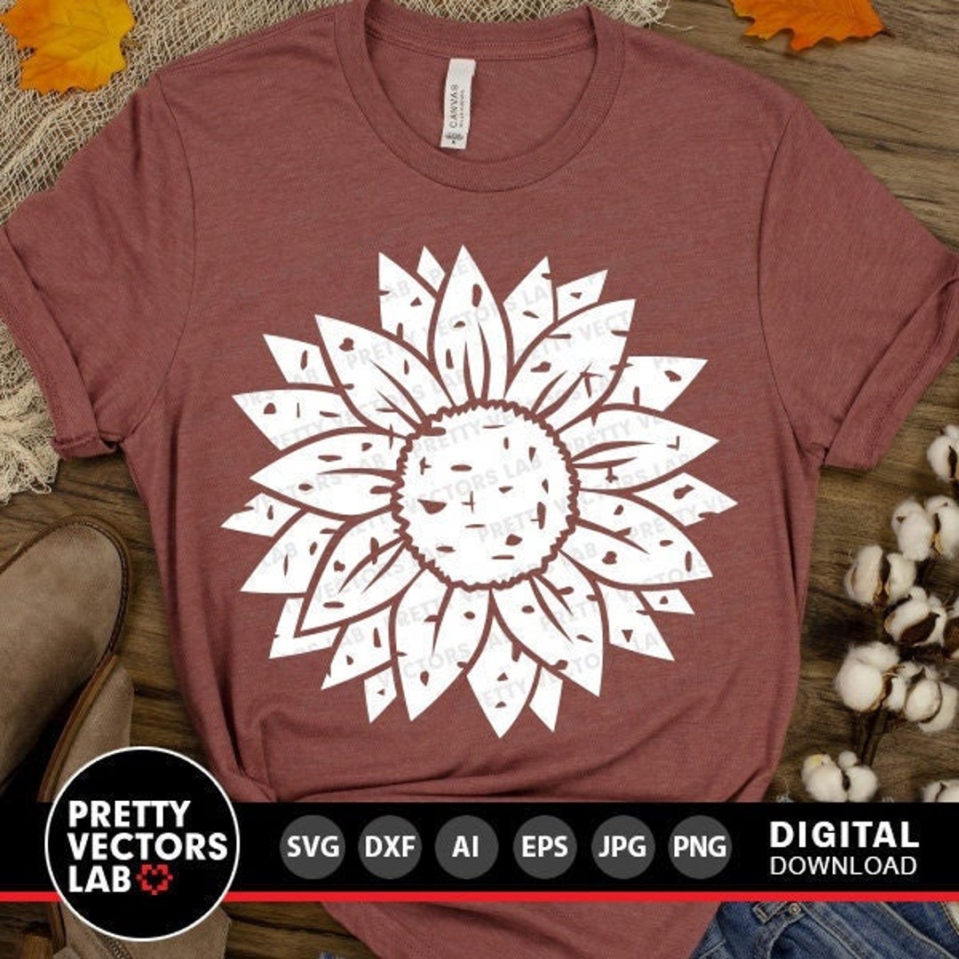 Sunflower Svg, Grunge Sunflower Svg, Cute Flower Cut Files, Fall Sign ...