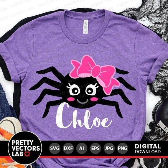 Girl Spider Svg Halloween Cut Files Cute Spider With Bow - Etsy