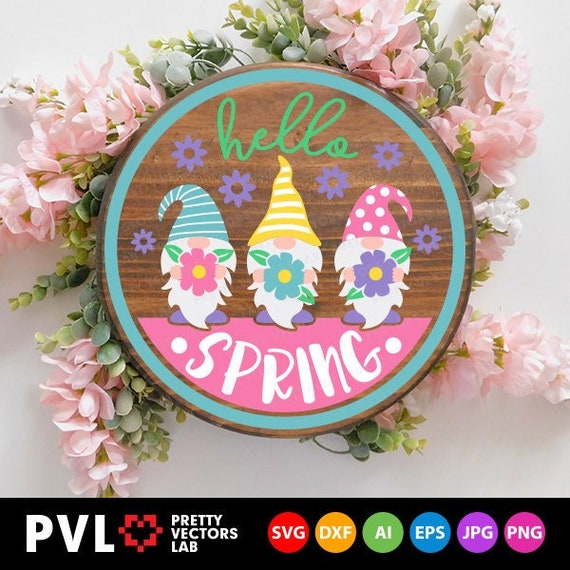 Hello Spring Svg Spring Gnomes Cut Files Three Gnomes Svg | Etsy