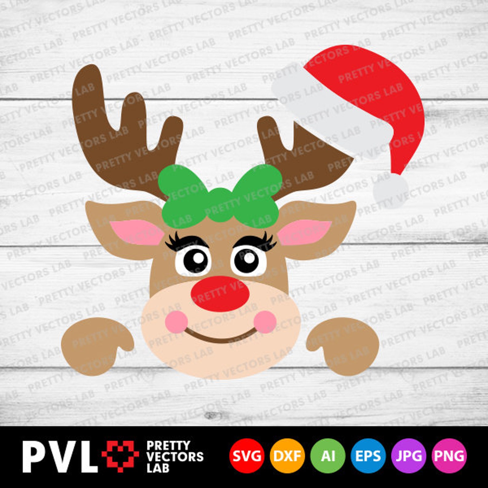 Christmas Svg Girl Reindeer Svg Reindeer Face Svg Dxf Eps | Etsy