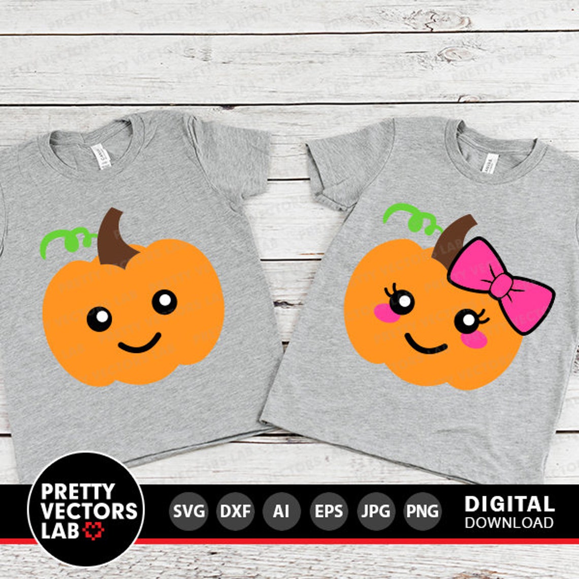 Cute Pumpkins Svg Halloween Svg Boy & Girl Pumpkin Svg Dxf - Etsy