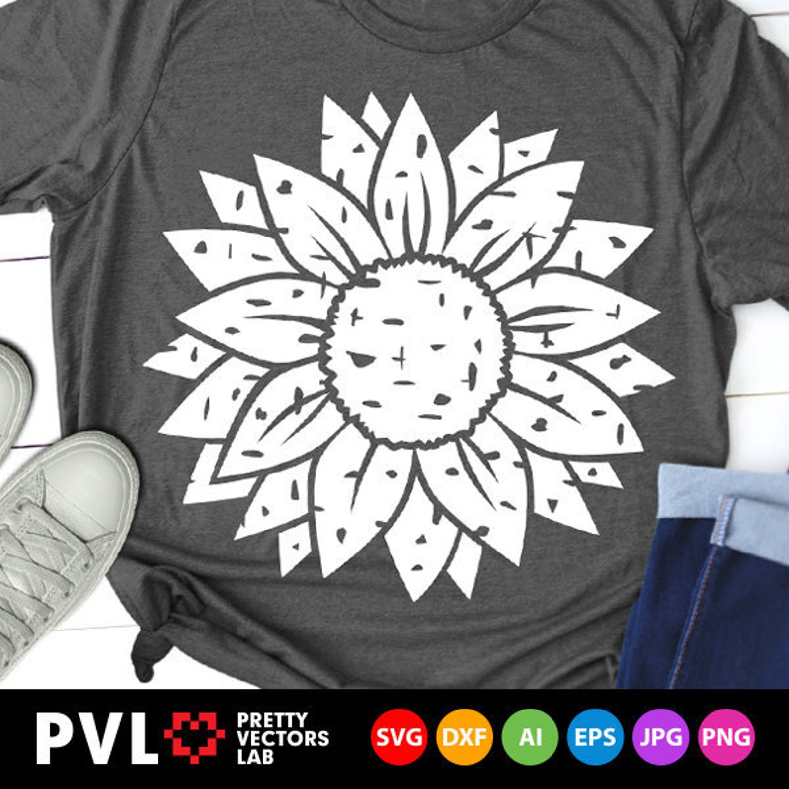 Sunflower Svg Grunge Sunflower Svg Cute Flower Cut Files | Etsy
