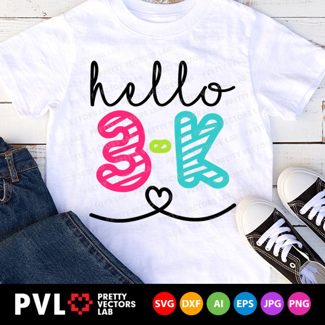 Hello 3K Svg Back to School Svg 3-K Cut Files Teacher Svg | Etsy