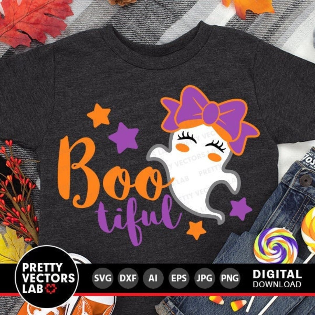 Bootiful Svg, Halloween Cut Files, Boo Tiful Svg, Girl Ghost Svg, Cute ...
