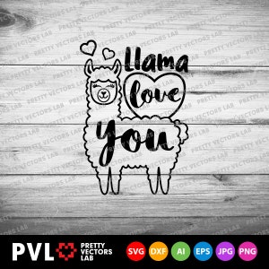 Valentine Llama Svg Llama Love You Svg Valentine's Day | Etsy