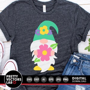 Spring Gnome Svg, Easter Gnome Svg, Spring Cut File, Gnome With Flower ...