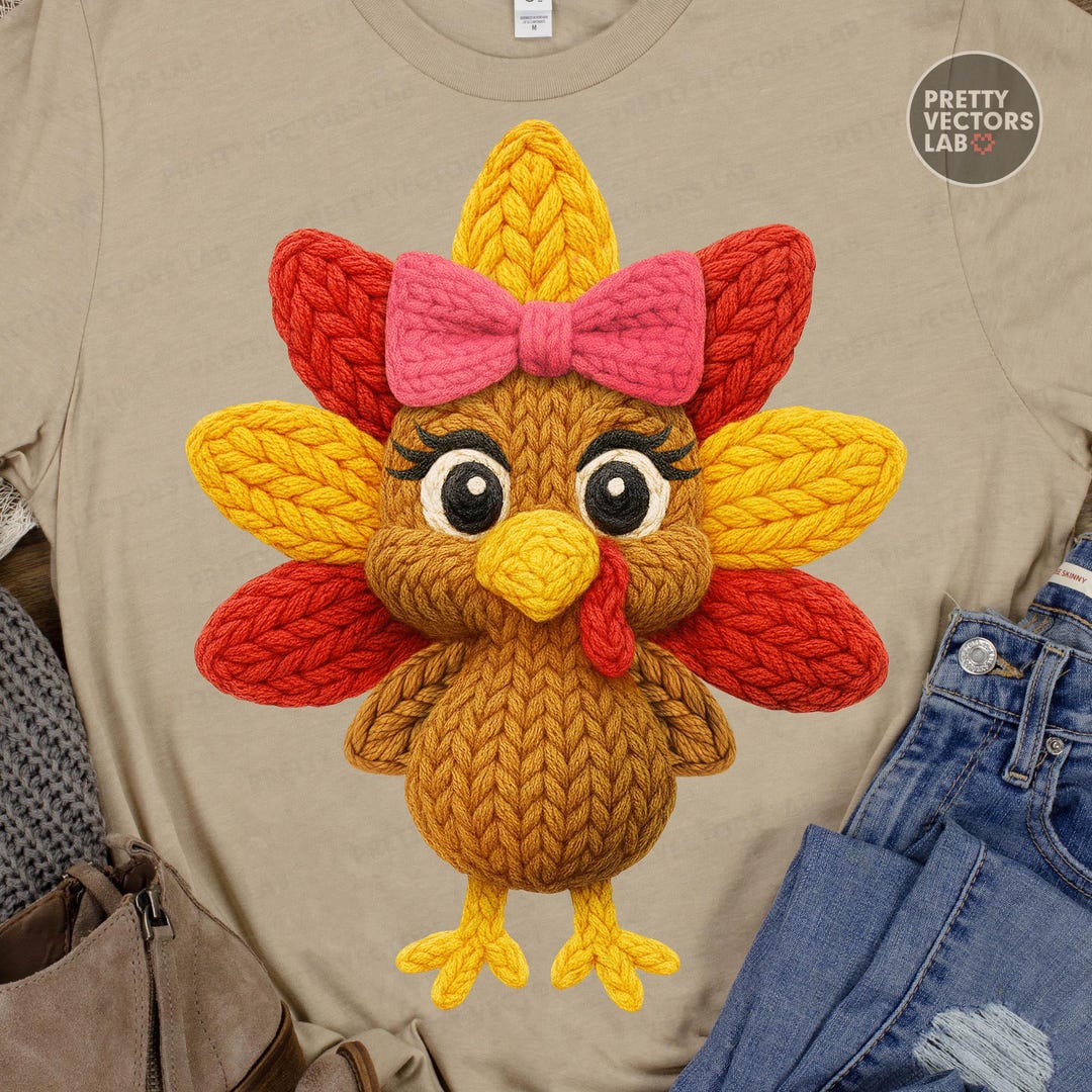 Preppy Turkey Crochet PNG, Coquette Turkey Png, Thanksgiving Png ...