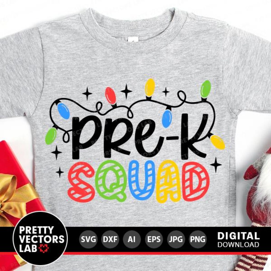 Pre-k Squad Svg, Christmas Svg, Christmas Lights Cut Files, Holidays ...
