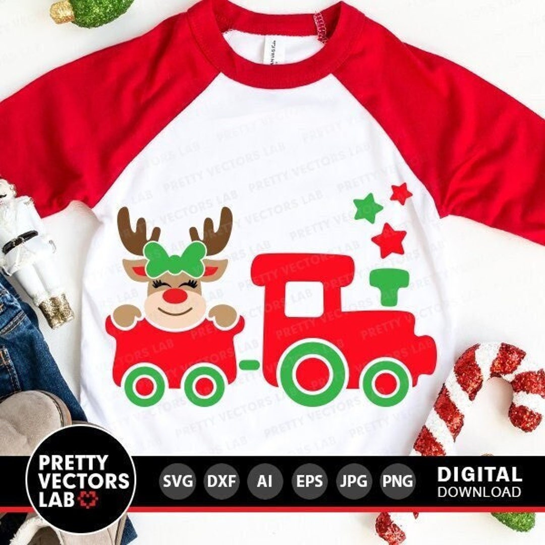 Christmas Svg, Christmas Train With Reindeer Svg, Girls Train Svg Dxf ...