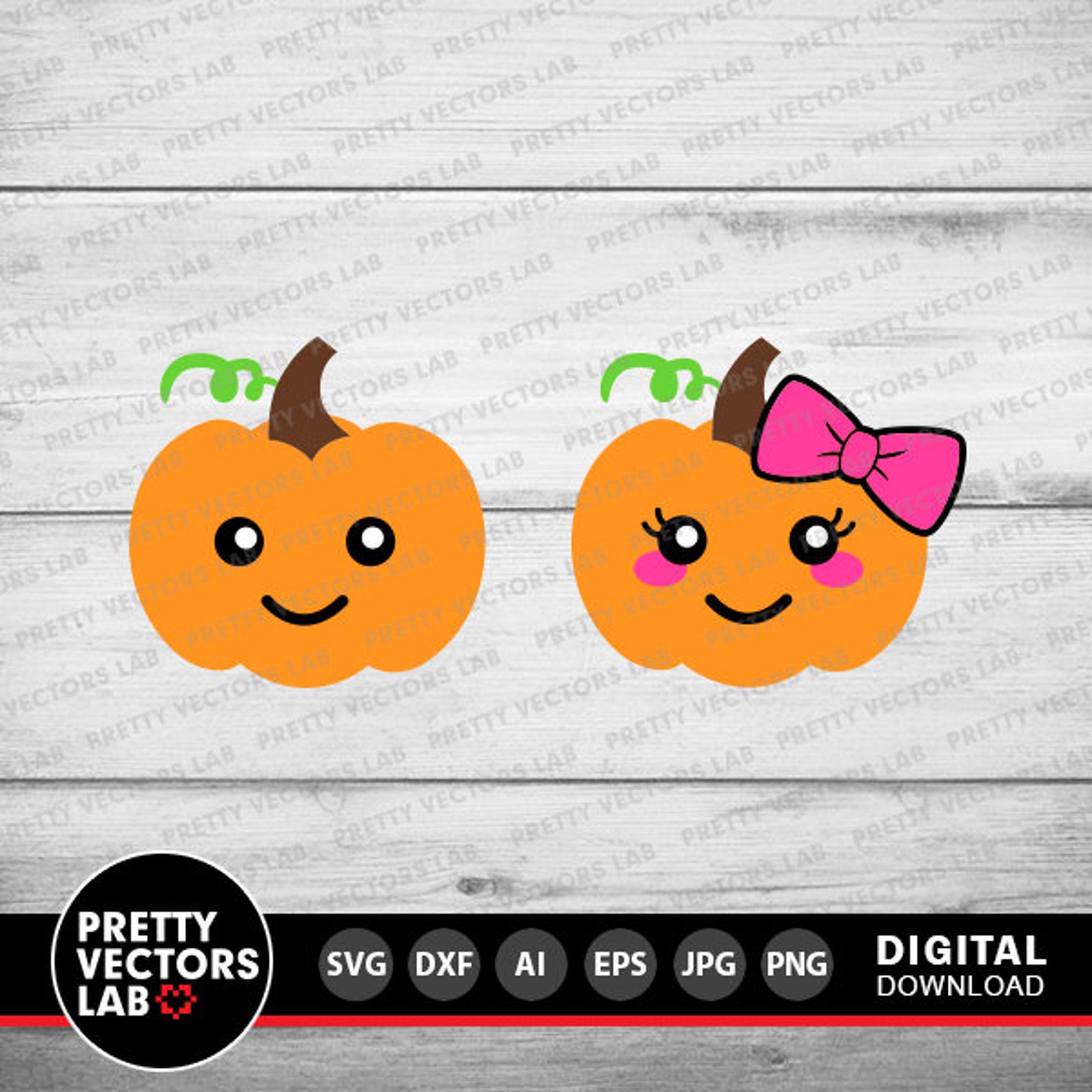 Cute Pumpkins Svg Halloween Svg Boy & Girl Pumpkin Svg Dxf - Etsy
