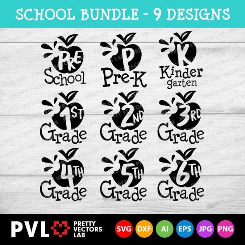 School Svg Bundle Back to School Svg Apple Svg Teacher Svg | Etsy