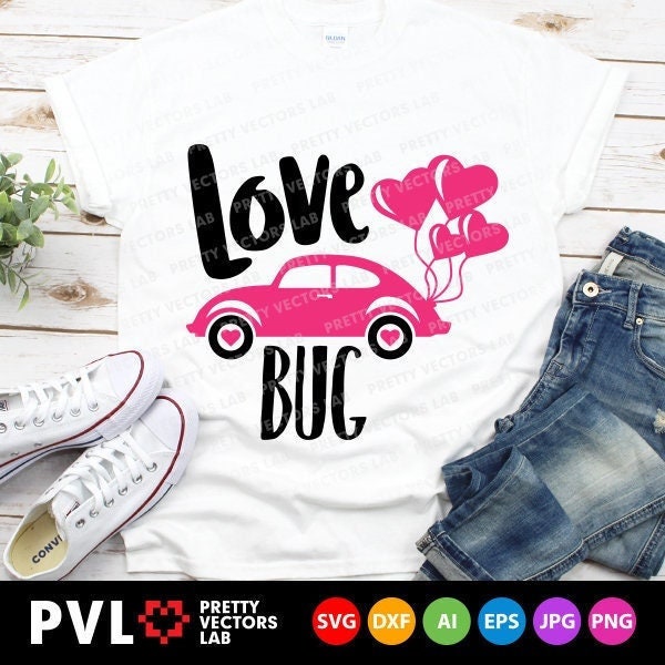 Love Bug Svg Retro Car With Hearts Svg Valentine's Day | Etsy