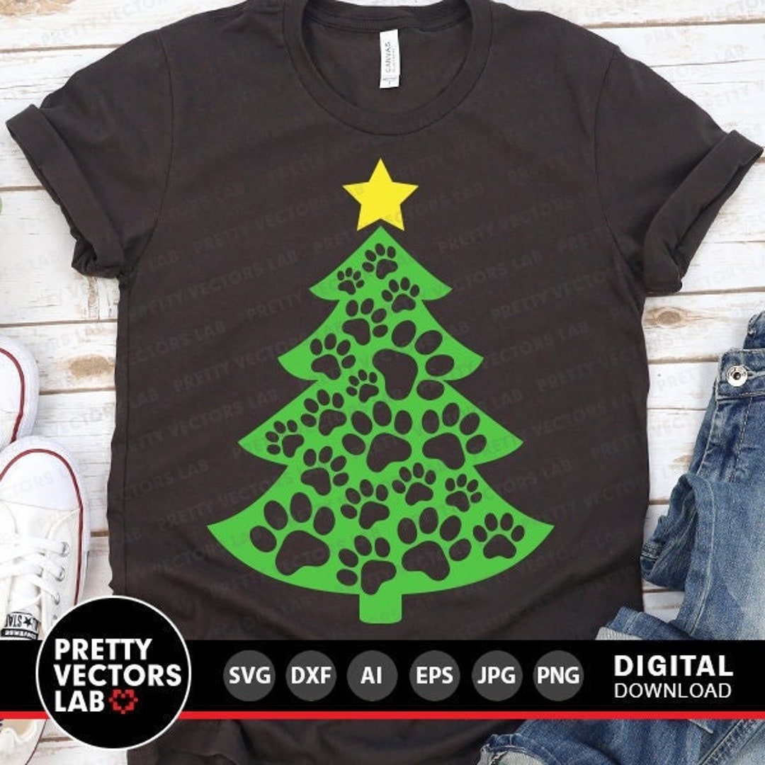 Paw Print Christmas Tree Svg, Christmas Paw Svg, Dog Paw Cut Files, Cat ...