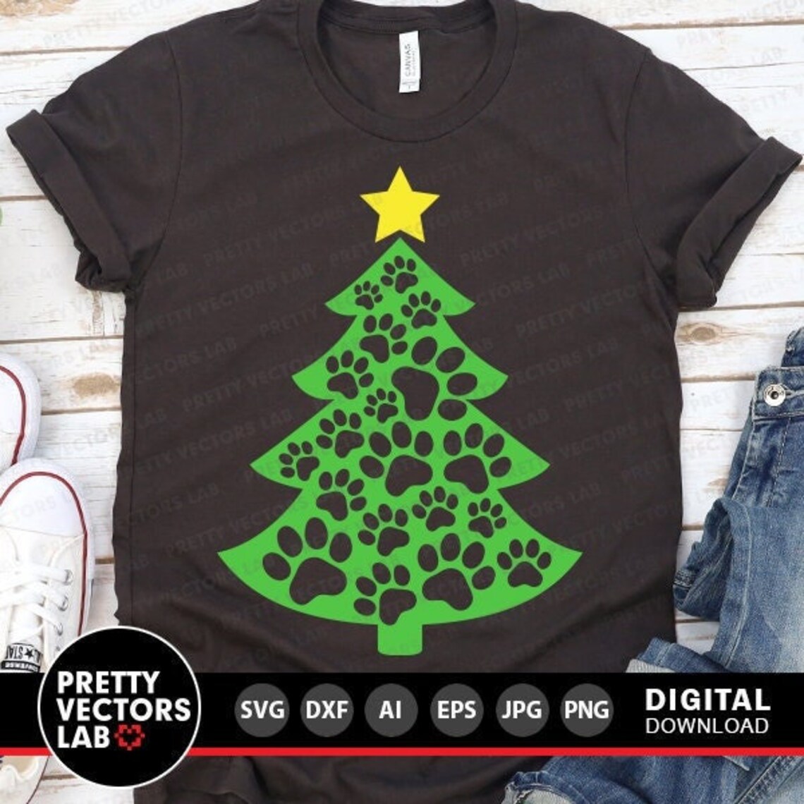 Paw Print Christmas Tree Svg Christmas Paw Svg Dog Paw Cut - Etsy