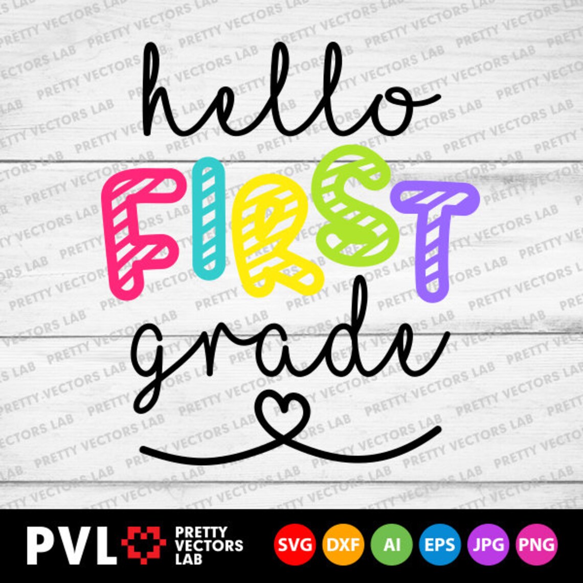 Hello First Grade Svg Back to School Svg 1st Grade Svg | Etsy