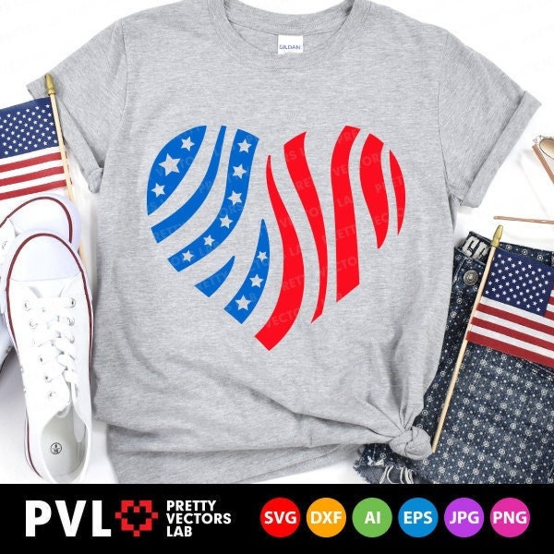 Patriotic Heart Svg, 4th of July Svg, American Flag Heart Cut Files ...