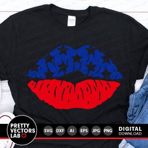 Patriotic Lips Svg 4th of July Cut Files American Flag Lips - Etsy