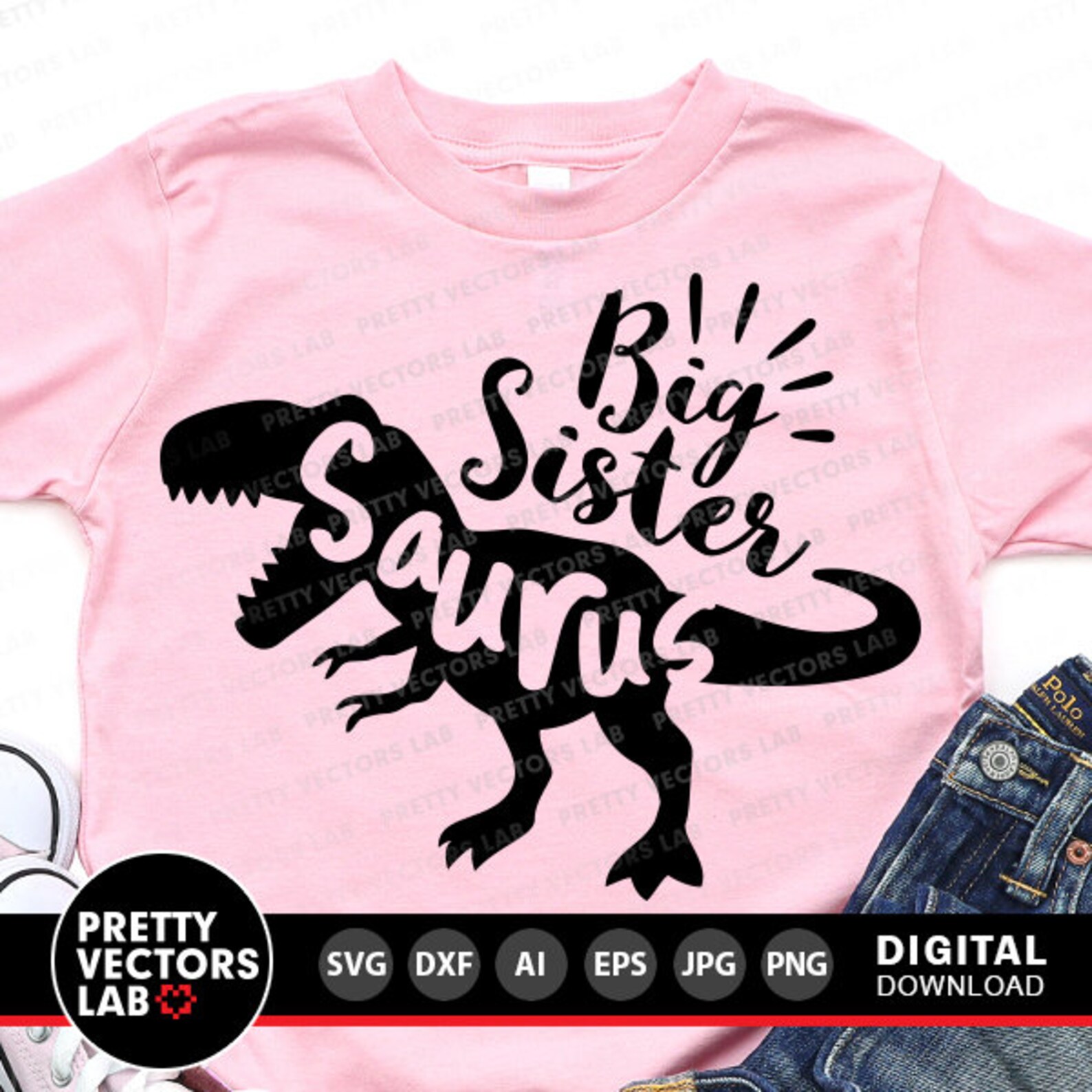 Big Sister Saurus Svg, T-rex Dinosaur Svg, Sister Svg Dxf Eps Png, Girl ...
