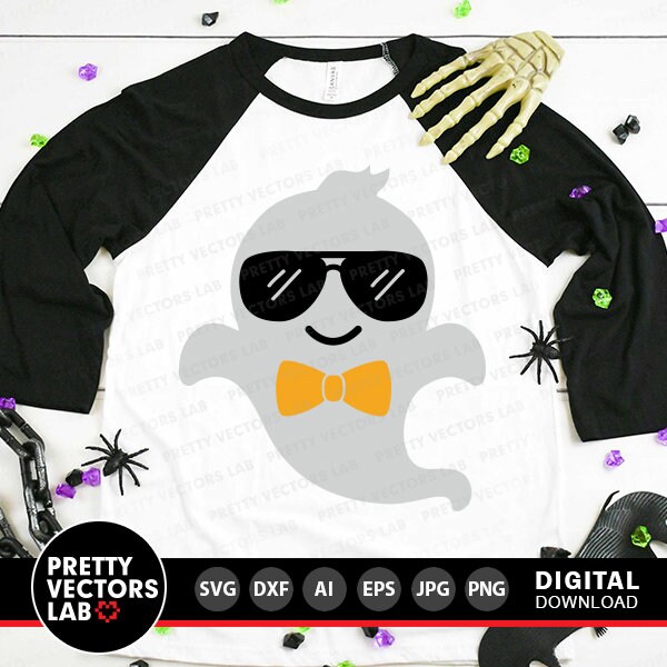 Boy Ghost Svg Halloween Cut Files Cute Ghost With Sunglasses - Etsy