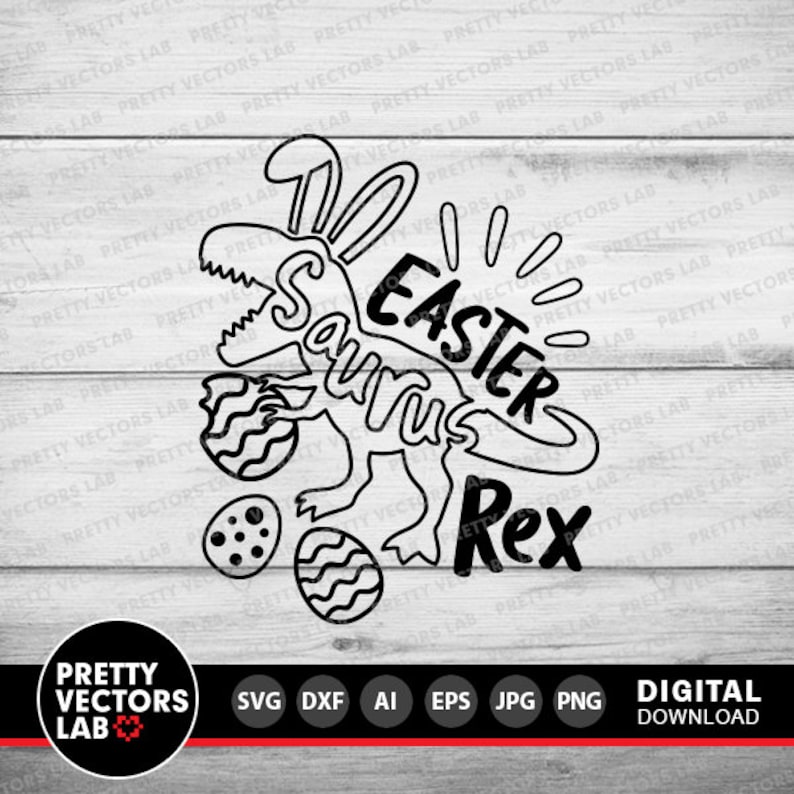 Easter Dinosaur Svg T-rex Bunny Cut File Happy Easter Svg - Etsy