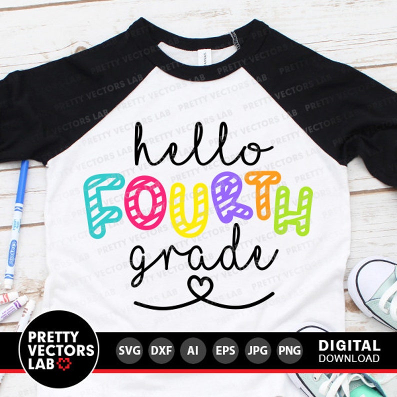 Hello Fourth Grade Svg, Back to School Svg, 4th Grade Svg, Teacher Svg ...