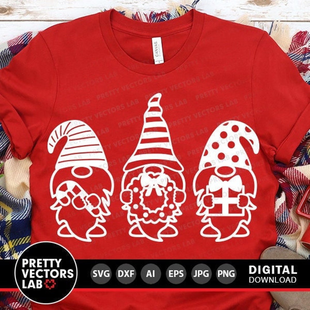 Christmas Svg, Christmas Gnomes Svg, Holiday Cut Files, Gnomes Outline ...