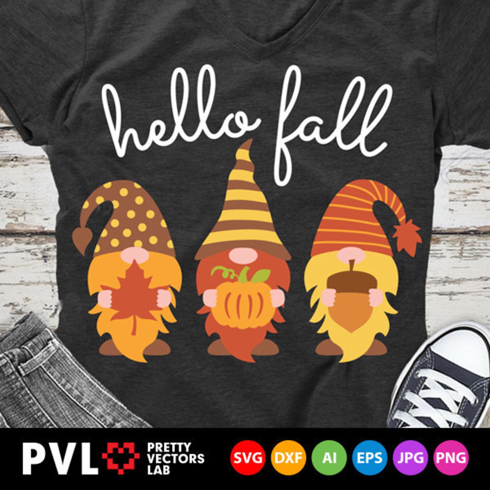 Fall Gnomes Svg Hello Fall Svg Autumn Gnomes Svg | Etsy