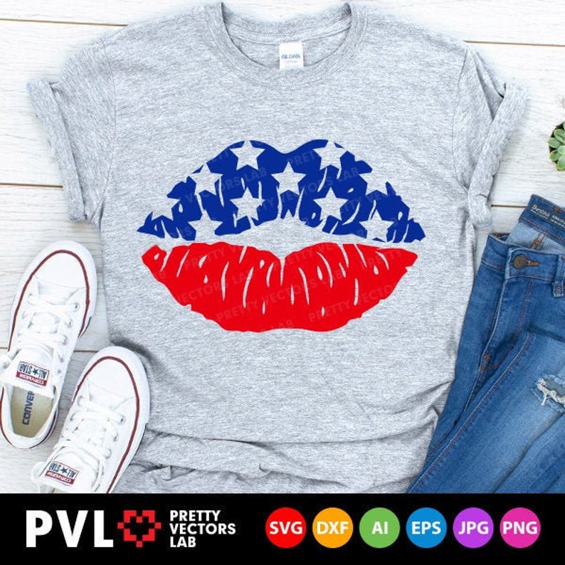 Patriotic Lips Svg 4th of July Cut Files American Flag Lips - Etsy
