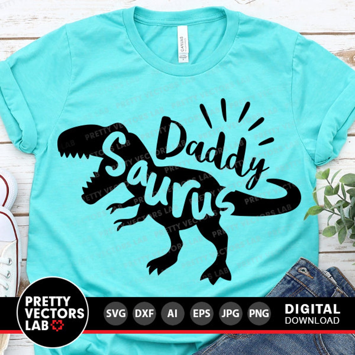 Daddy Saurus Svg, T-rex Dinosaur Cut Files, Dinosaur Dad Svg, Dxf, Eps ...