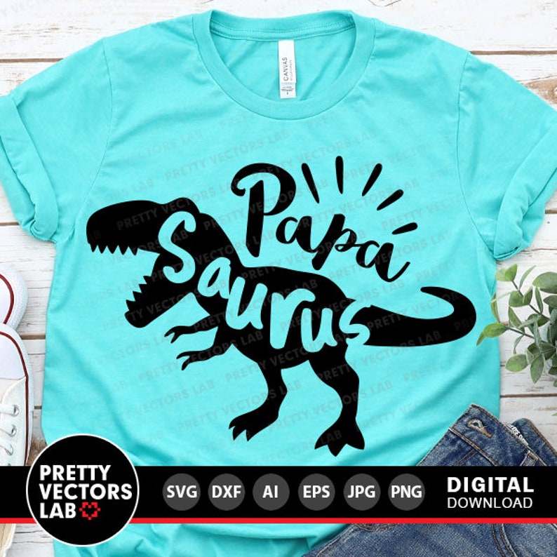 Papa Saurus Svg T-rex Dinosaur Svg Dinosaur Daddy Svg Dxf - Etsy