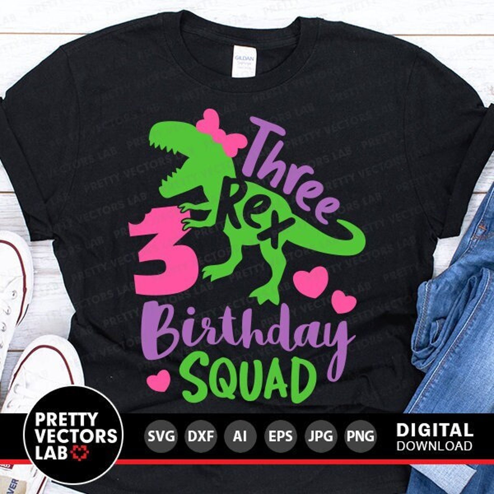 Girl Three Rex Svg, Birthday Squad Svg, 3rd Birthday Svg, Girls T-rex ...