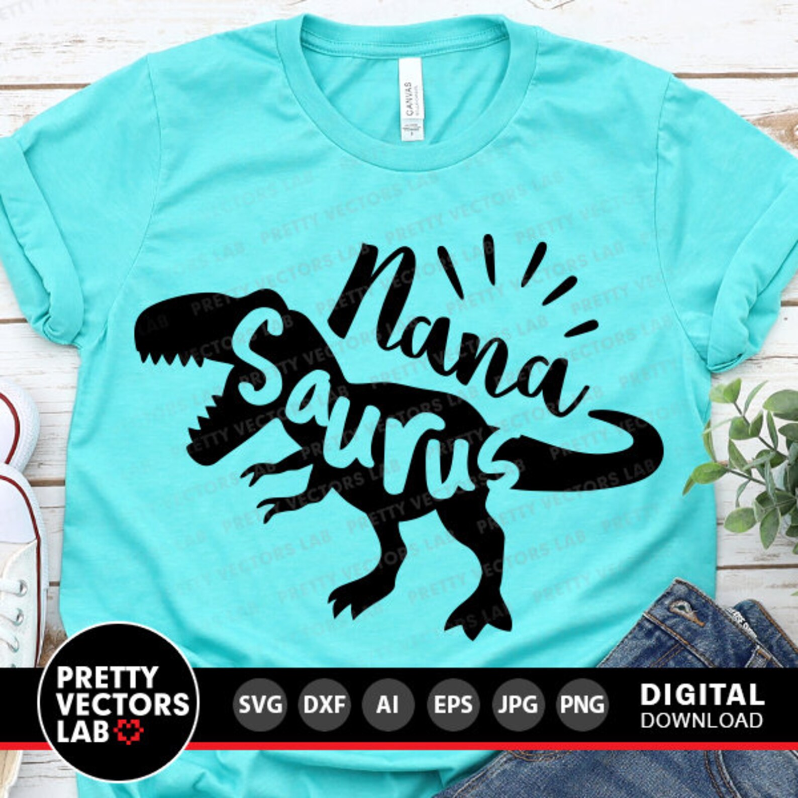 Nana Saurus Svg T-rex Dinosaur Svg Grandmother Svg Dxf - Etsy