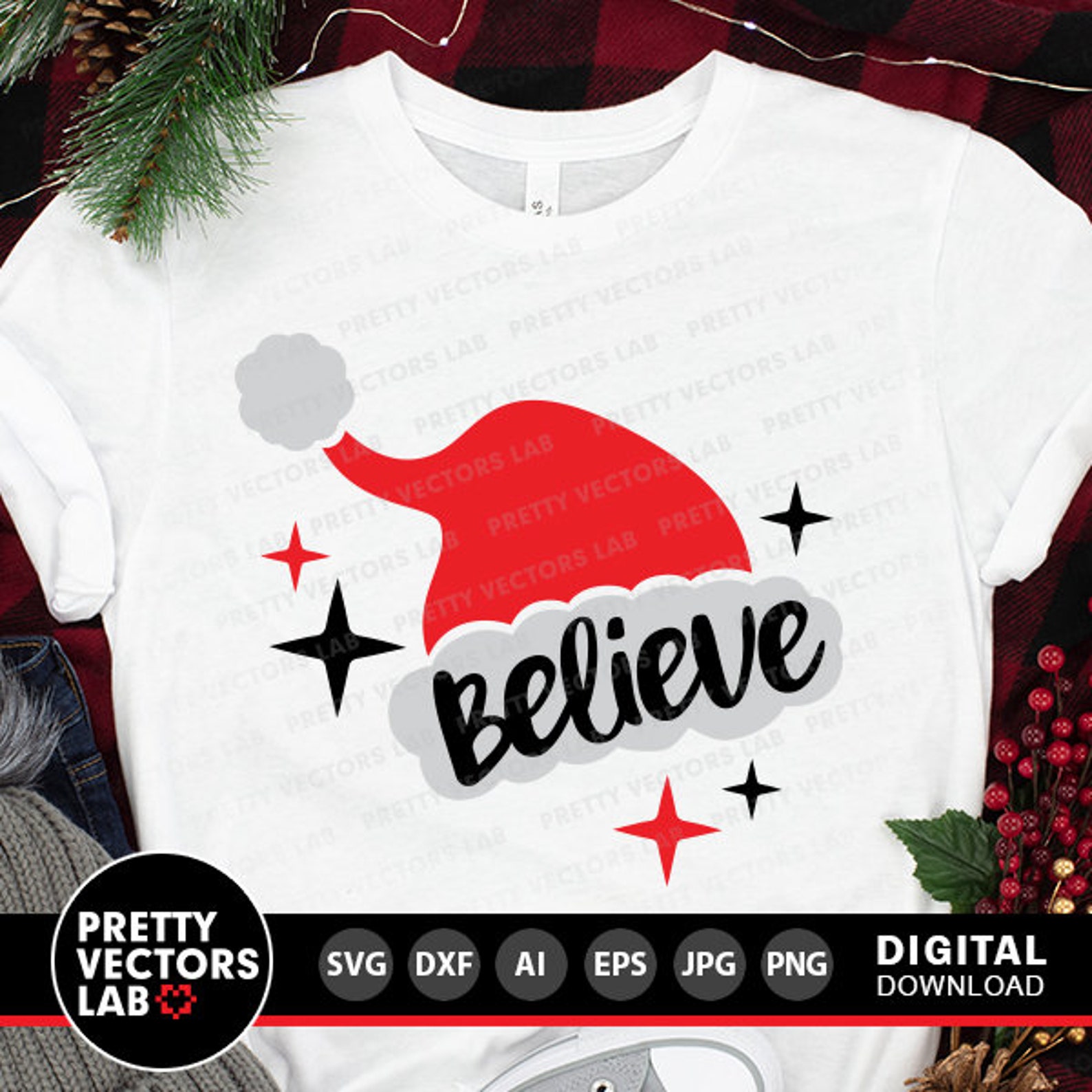 Christmas Svg Believe Svg Santa Hat Svg Dxf Eps Png - Etsy