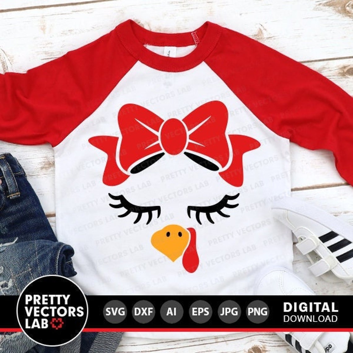 Girls Thanksgiving Svg Girl Turkey Face Cut Files Cute - Etsy