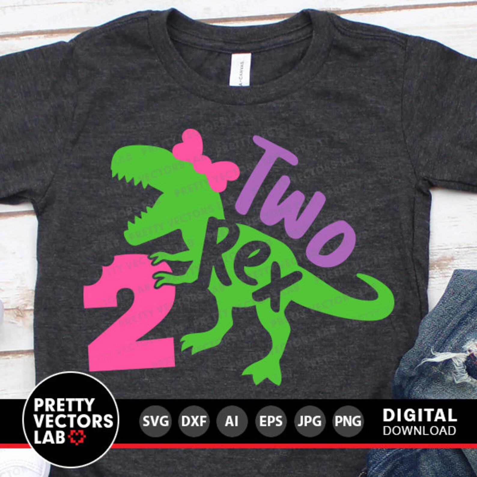 Girl Two Rex Svg 2nd Birthday Svg Girls T-rex Svg Dinosaur - Etsy
