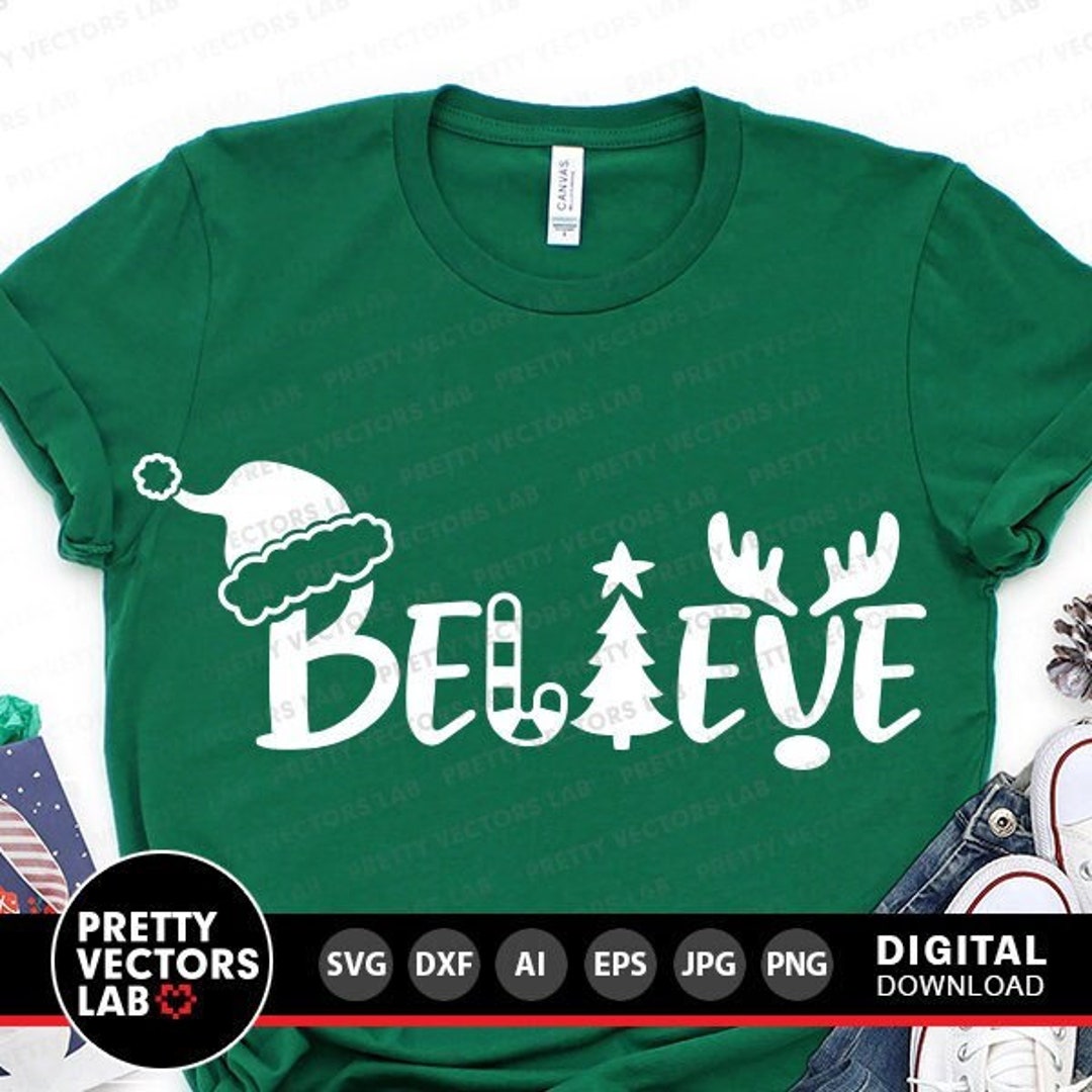 Believe Svg, Christmas Svg, Santa Hat Svg Dxf Eps Png, Santa Cut Files ...