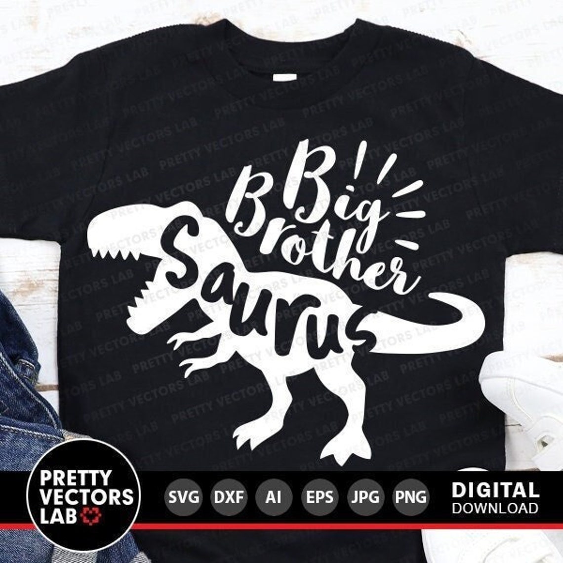 Big Brother Saurus Svg, T-rex Dinosaur Svg, Big Bro Svg Dxf Eps Png ...