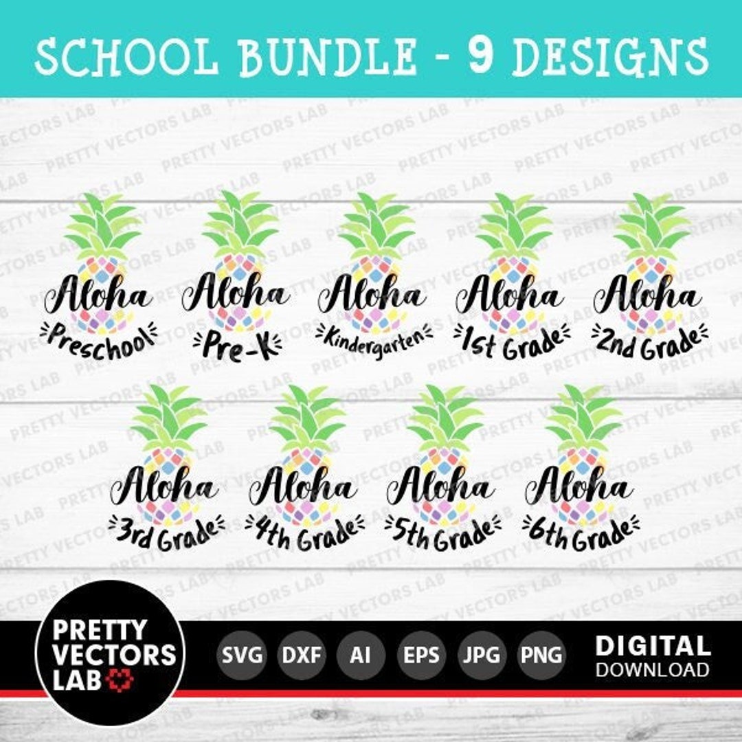 Aloha School Svg Bundle, Back to School Svg, Teacher Svg, Dxf, Eps, Png ...