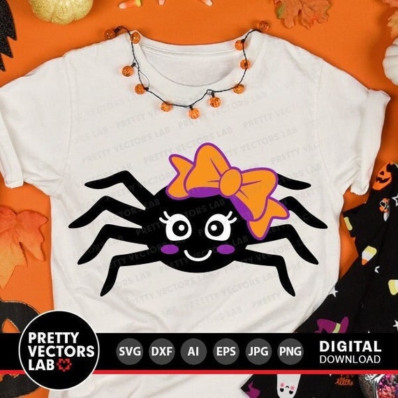 Halloween Svg Girl Spider Cut Files Cute Spider With Bow Svg - Etsy